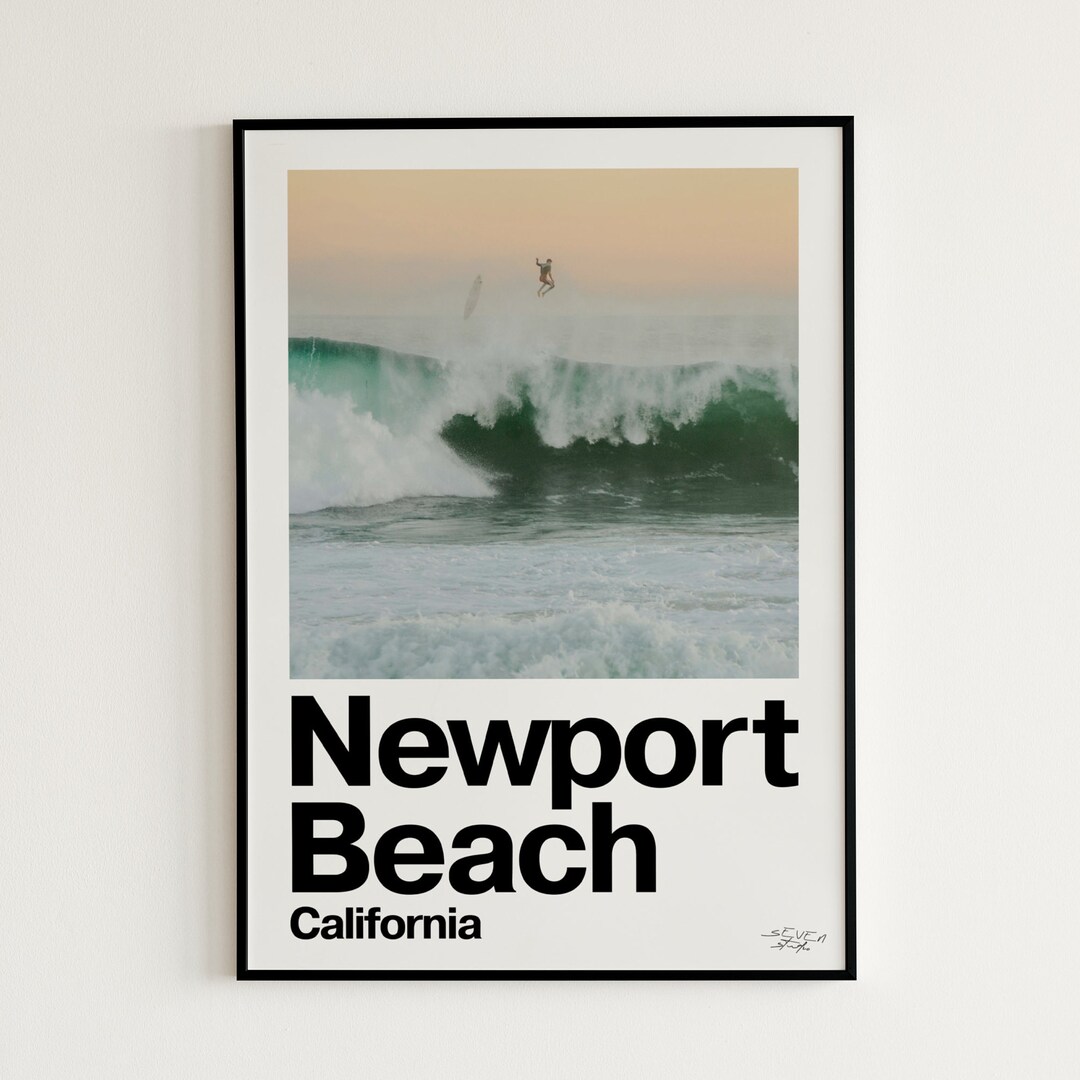 Modern Minimal Newport Beach Surf Poster - Coastal Wall Art - Etsy