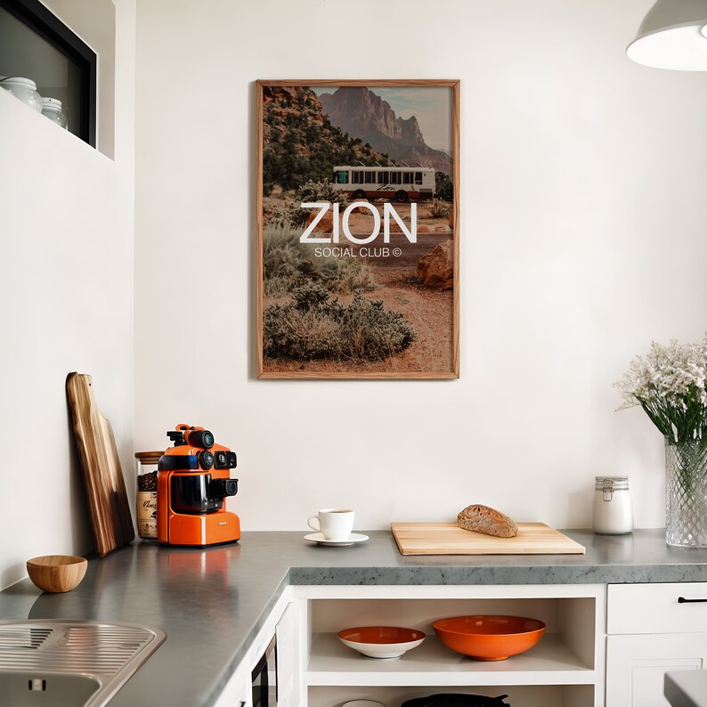Modern Minimal Zion Social Club Poster - National Park Decor - DIGITAL ...