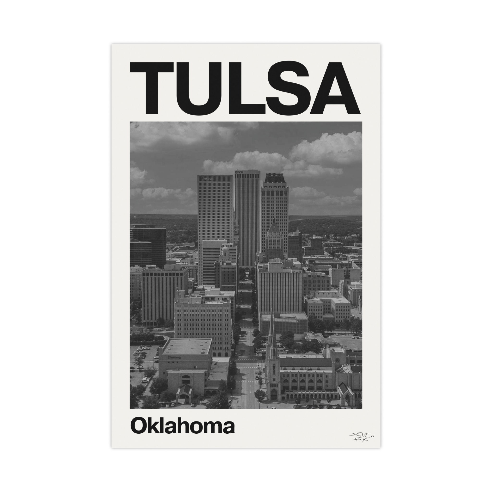 Modern Minimal Tulsa Poster Cityscape Wall Art - Etsy