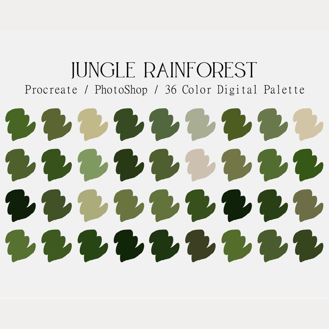 Jungle Rainforest Digital Color Palette 36 Curated Colors - Etsy