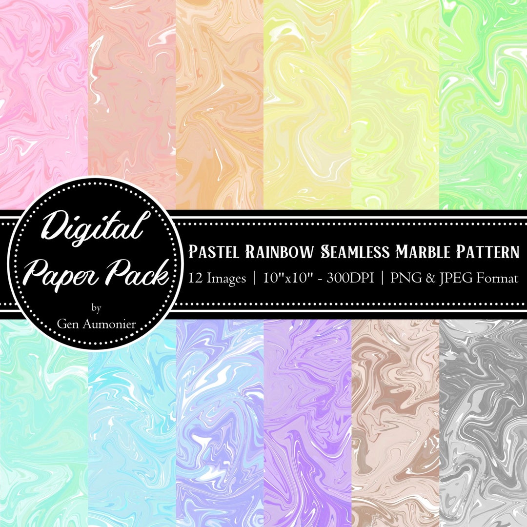 Pastel Rainbow Marble Seamless Pattern Digital Paper Colorful Marbled ...