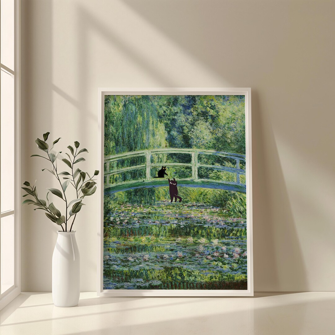 Claude Monet Waterlilies Parody Poster - Classic Painting With Cats ...
