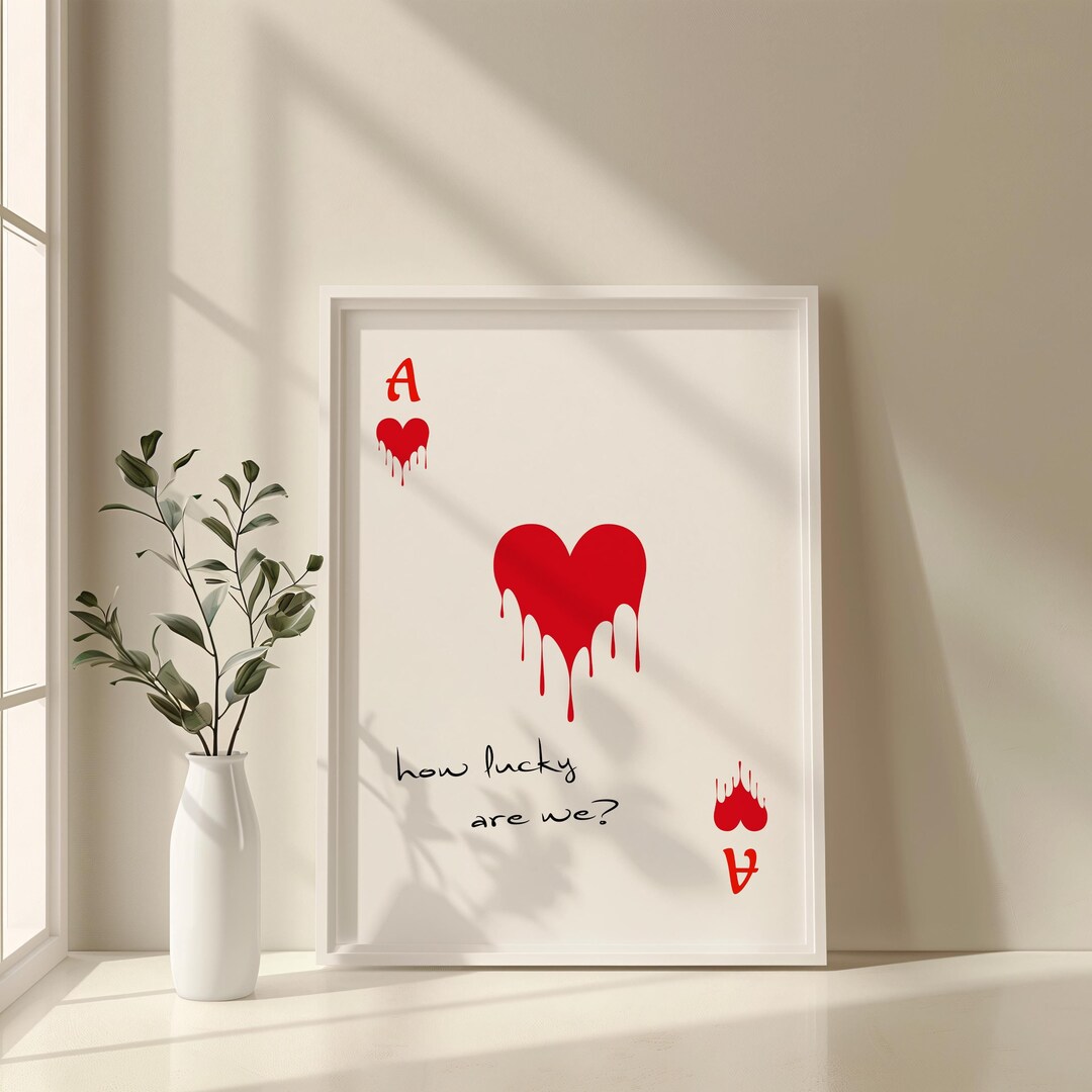 Dripping Heart Ace of Hearts Wall Art - Romantic Playing Card Poster ...
