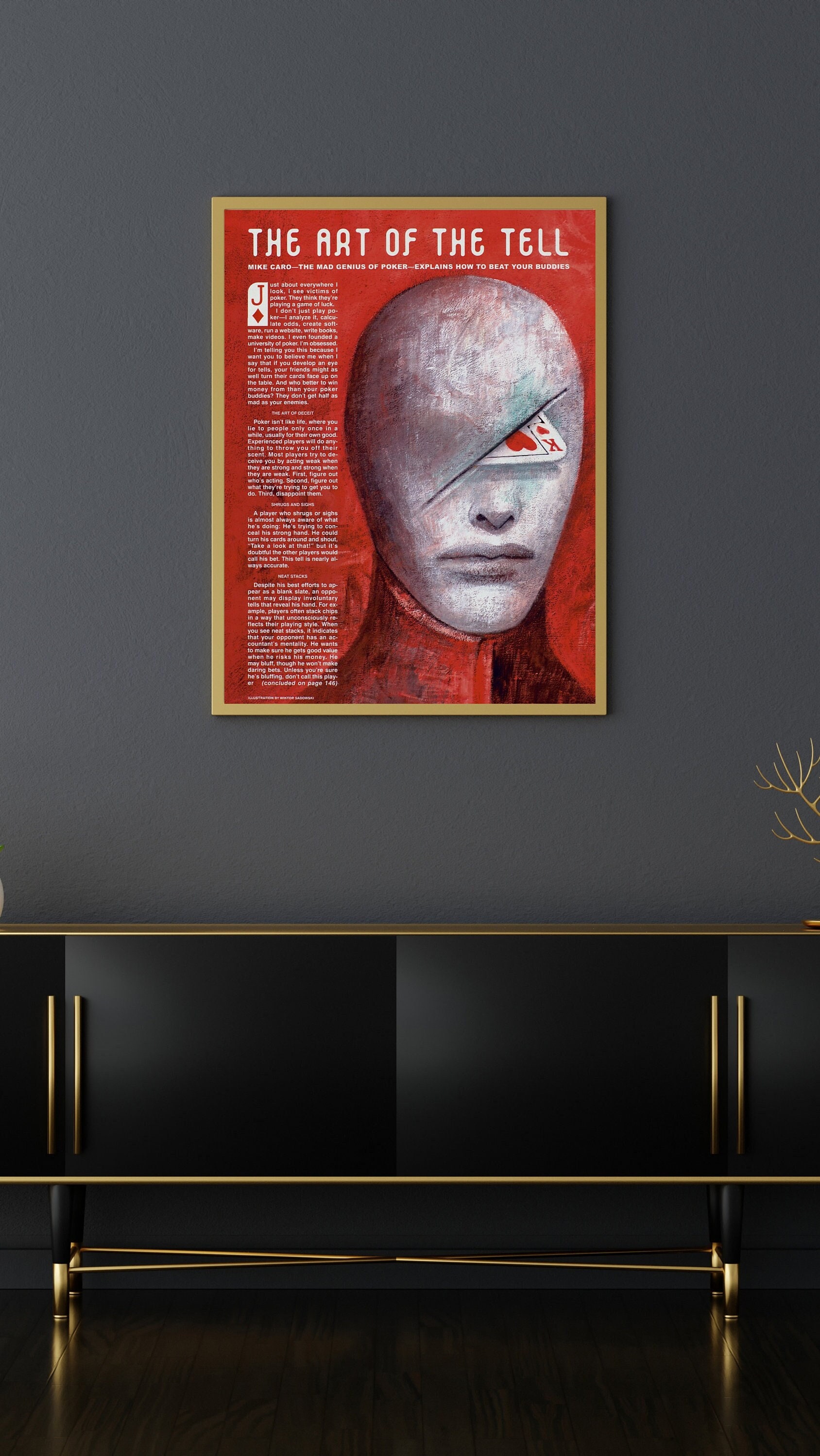 Playing Cards, Magazine, Vintage Canvas Art, Living Room, Abstract ...