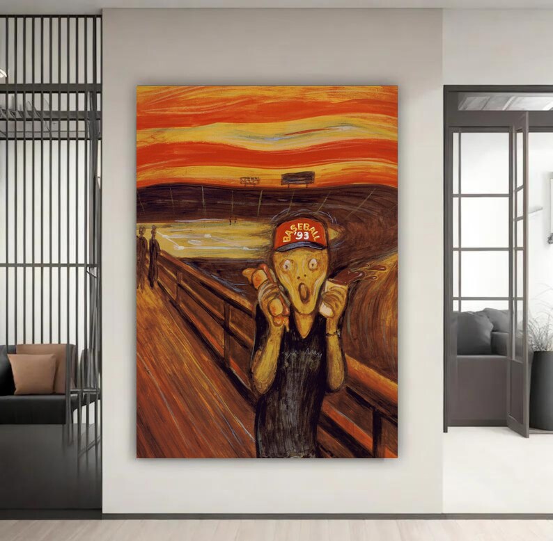 The Scream, Baseball, Van Gogh, Absurd Canvas Art, Living Room, Funny ...