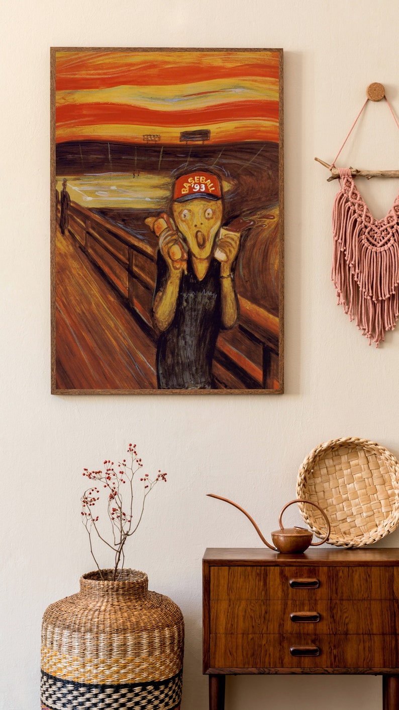 The Scream, Baseball, Van Gogh, Absurd Canvas Art, Living Room, Funny ...