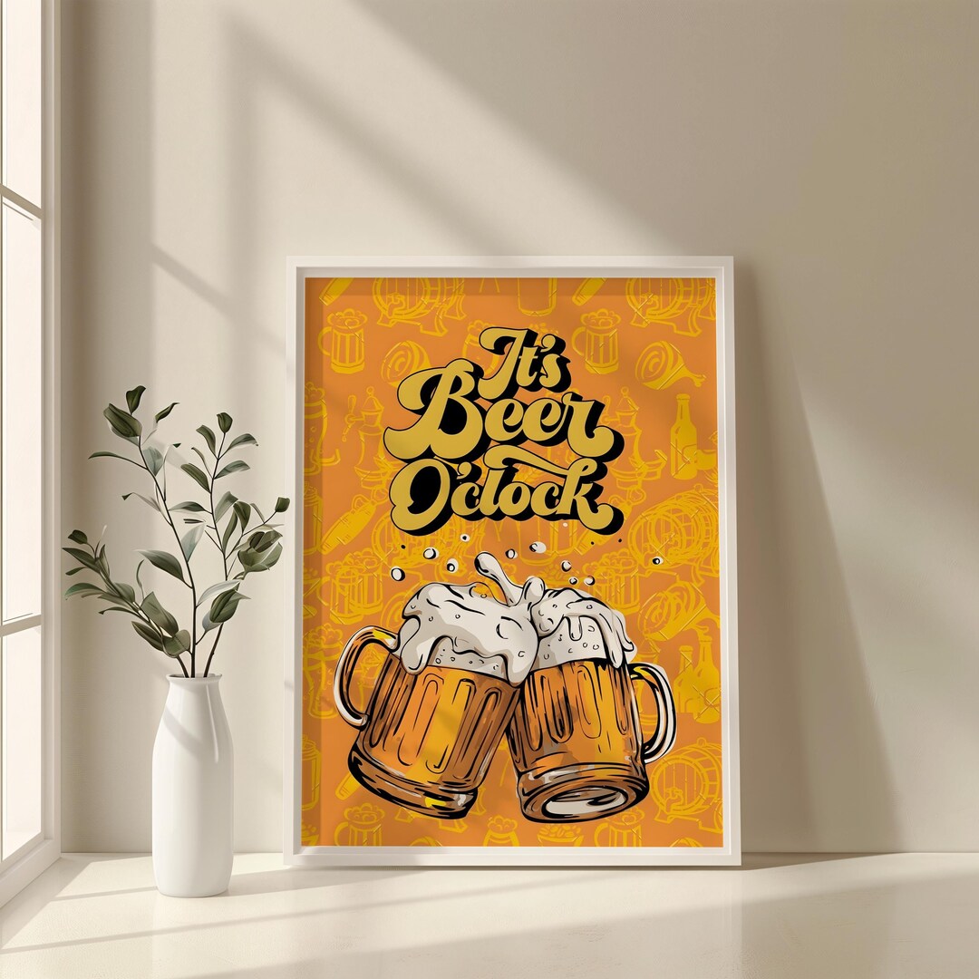 It's Beer Time Poster, Beer O'clock Sign Print, Beer Bar Sign, Beach ...