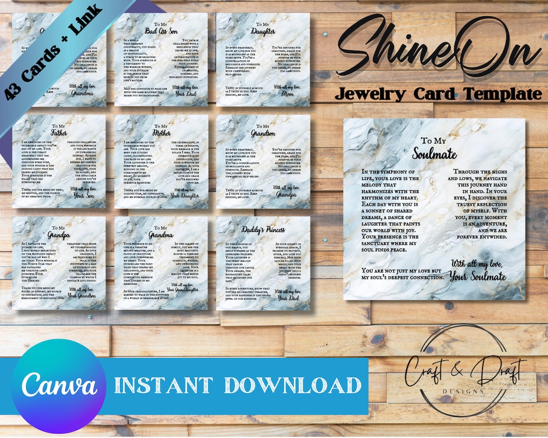 Shineon Message Card Template, Custom Necklace, Custom Bracelet ...