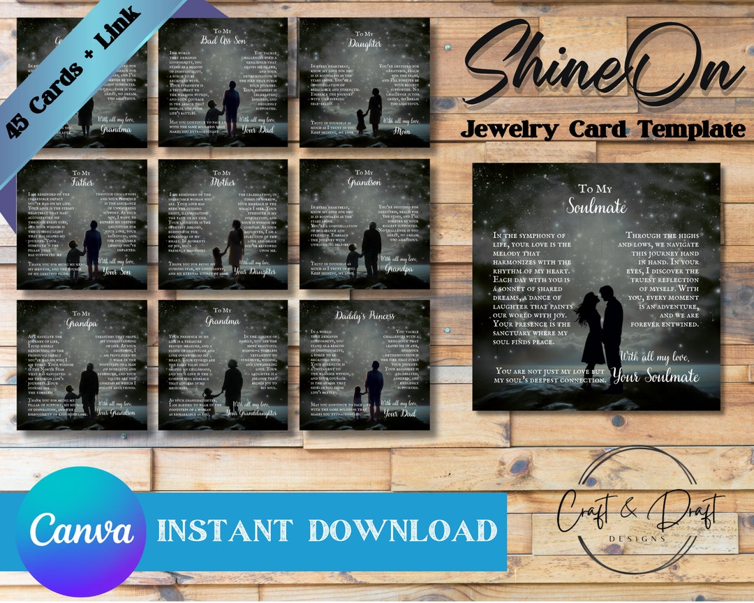 Shineon Message Card Template, Custom Necklace, Custom Bracelet ...