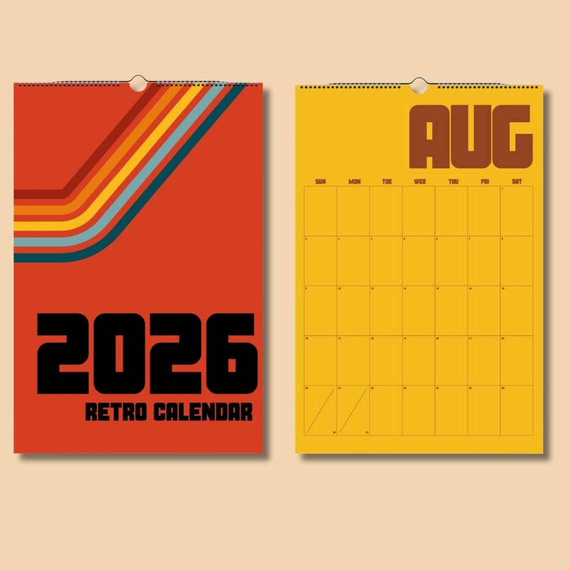 2026 Retro Wall Calendar | Modern Vintage Design - Etsy