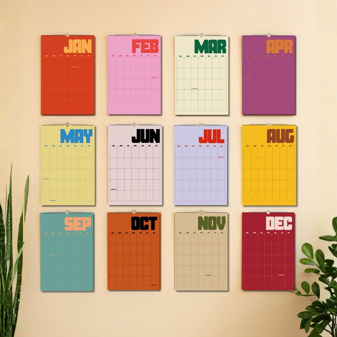 2026 Retro Wall Calendar | Modern Vintage Design - Etsy