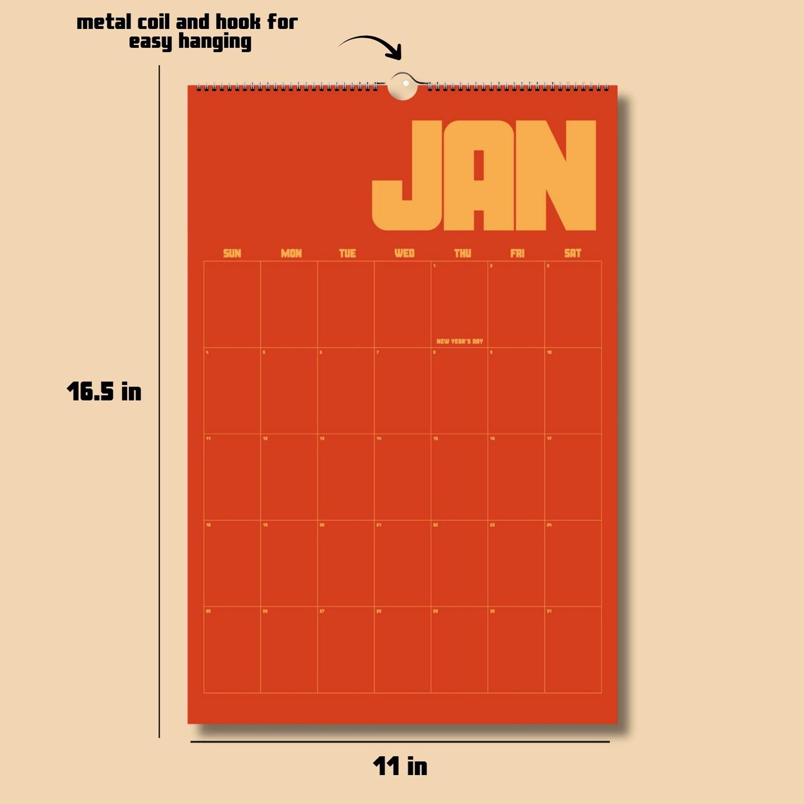 2026 Retro Wall Calendar | Modern Vintage Design - Etsy