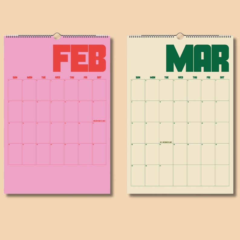 2026 Retro Wall Calendar | Modern Vintage Design - Etsy