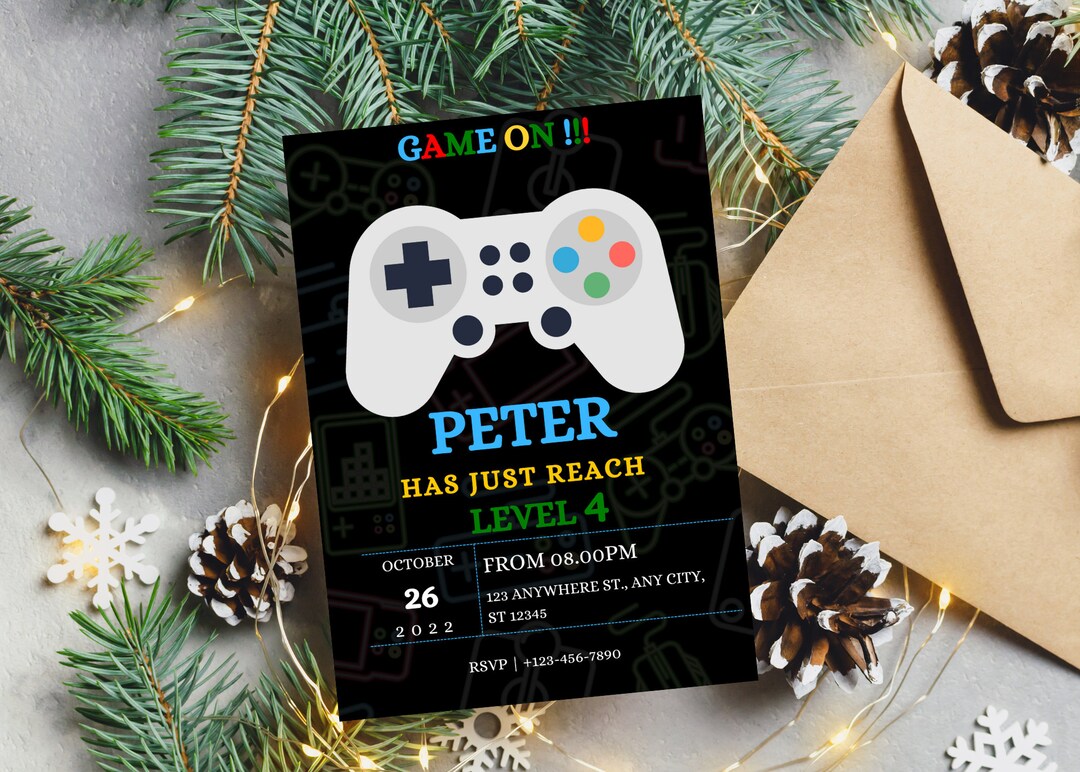 Gamers Pad Birthday Invitations Template Level up Your Party Fun - Etsy