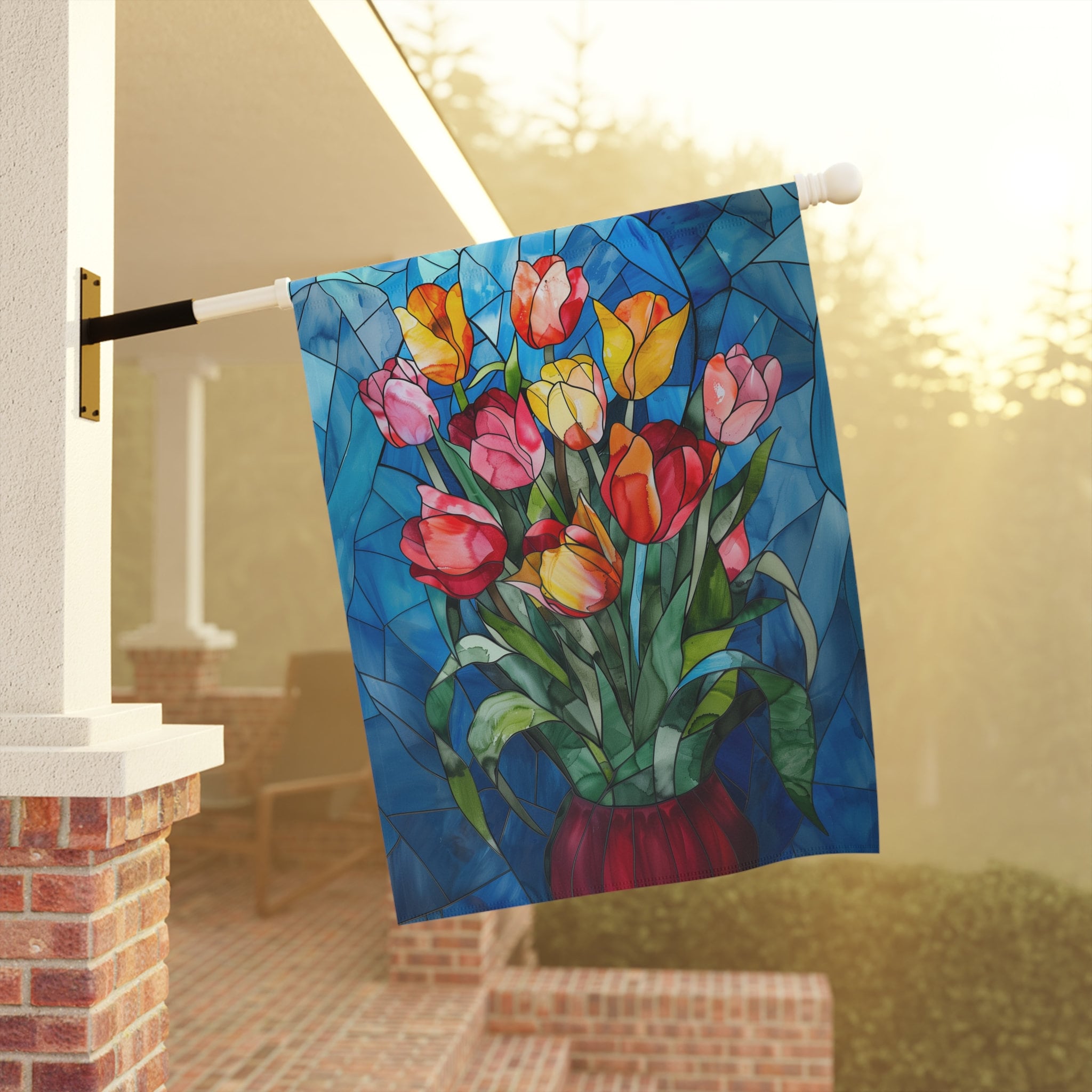 Spring Tulip Stained Glass Garden or House Banner - Floral Tulips for ...