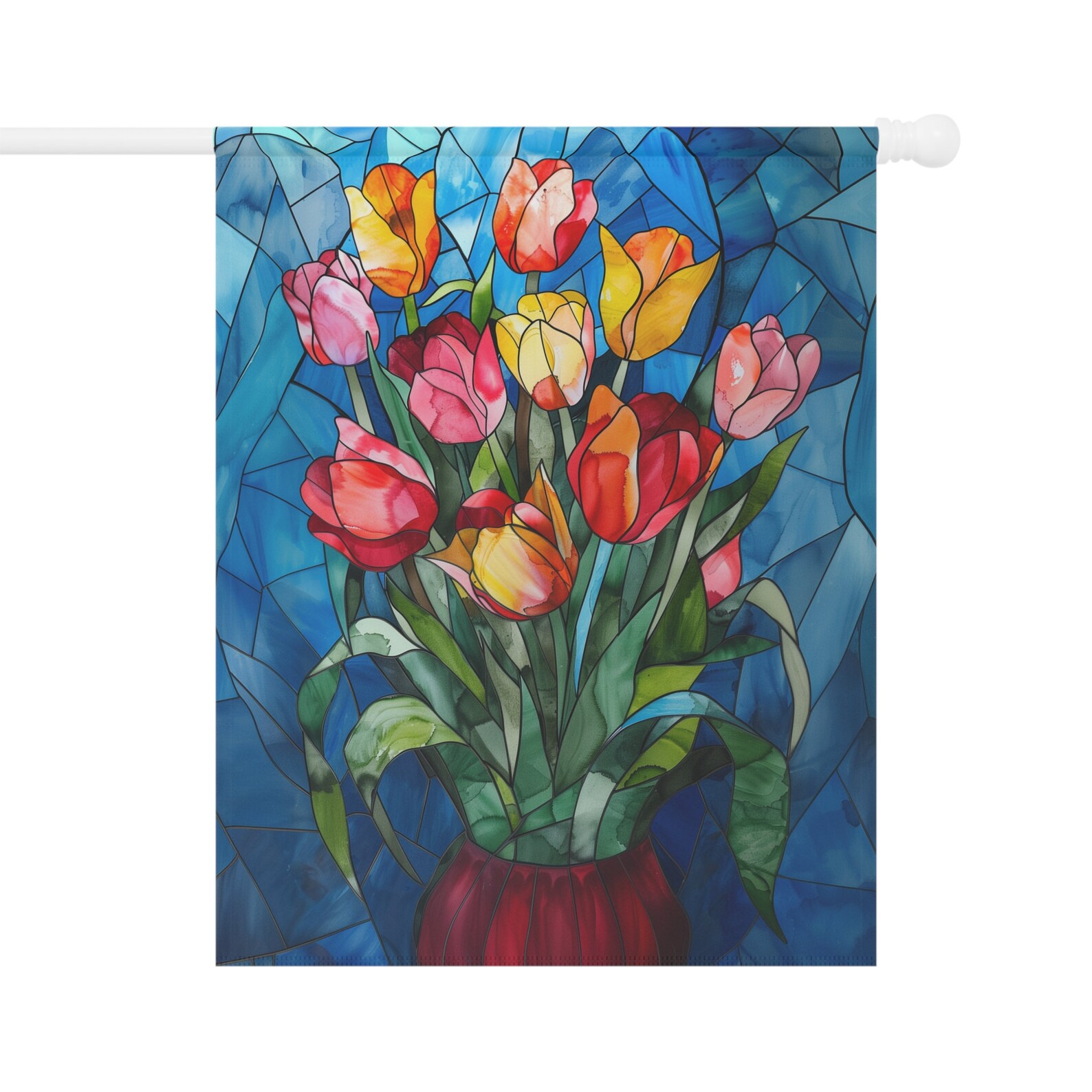 Spring Tulip Stained Glass Garden or House Banner - Floral Tulips for ...