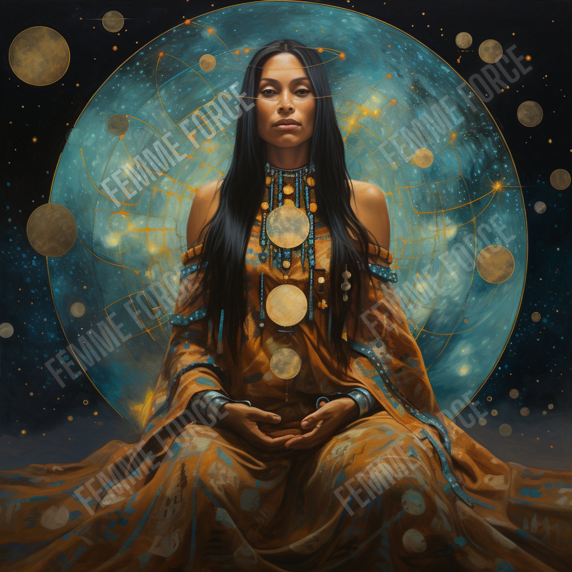 Indigenous Goddess Mama Quilla Digital Art Print - Mother Moon Deity - Instant Download - Etsy