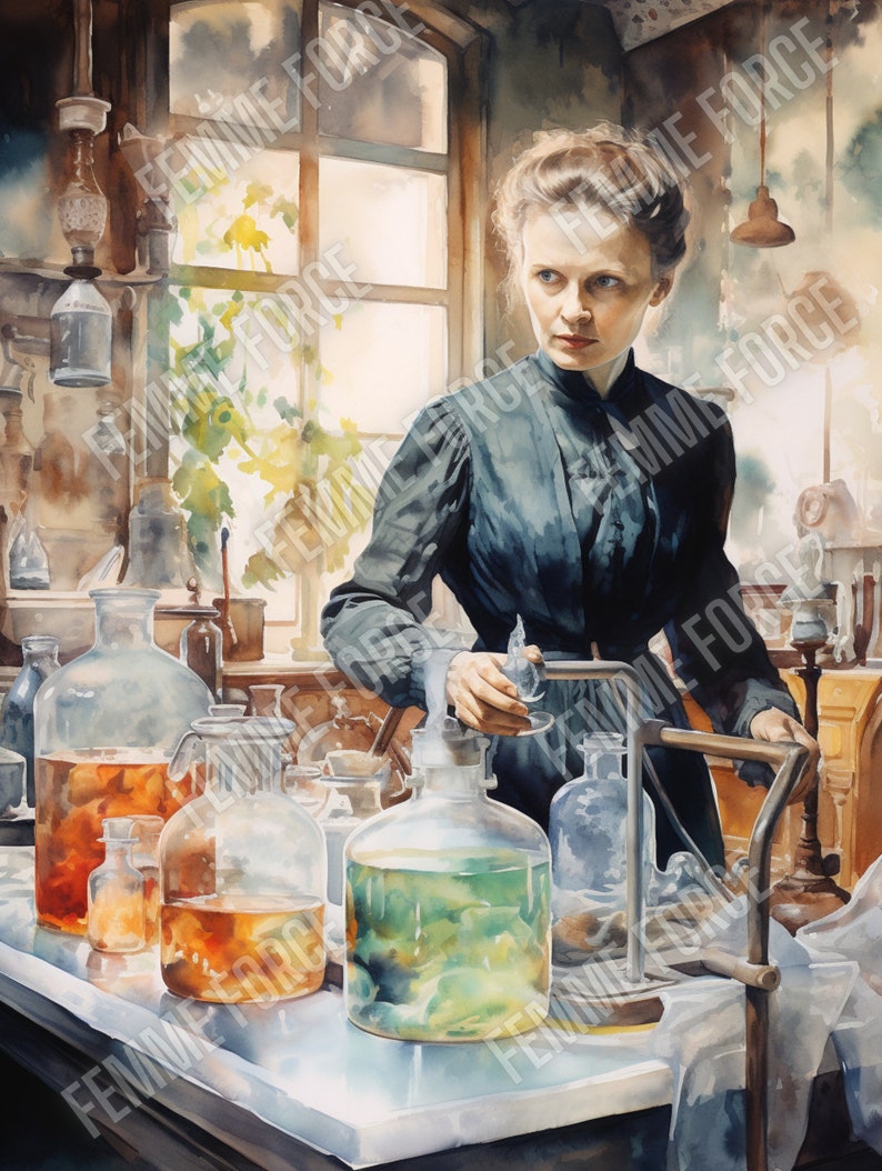 Marie Curie Digital Art Print | Women in STEM Wall Art | Female ...