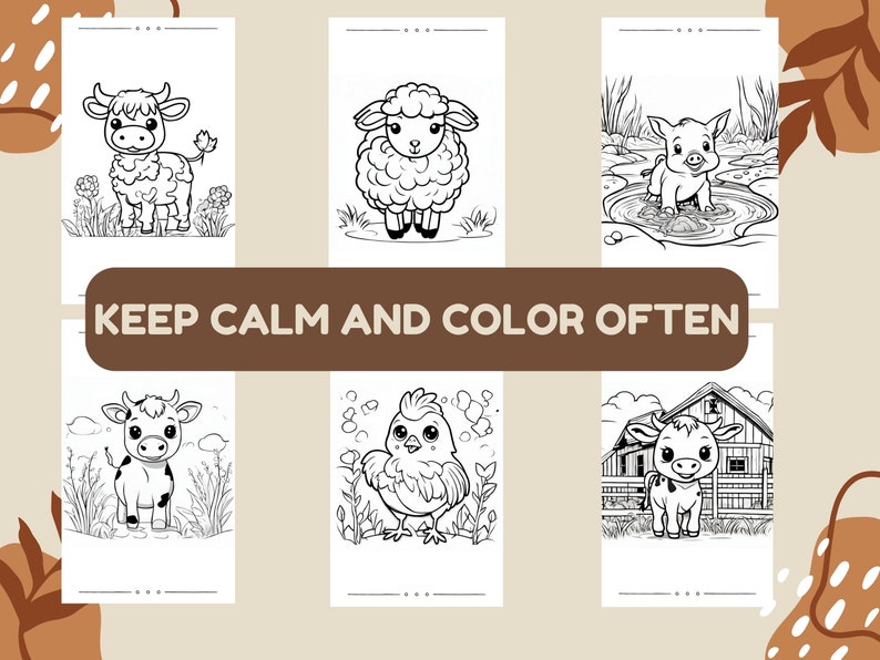 Farmyard Frolics: Printable Coloring Pages | Cute Animals | Relaxing ...