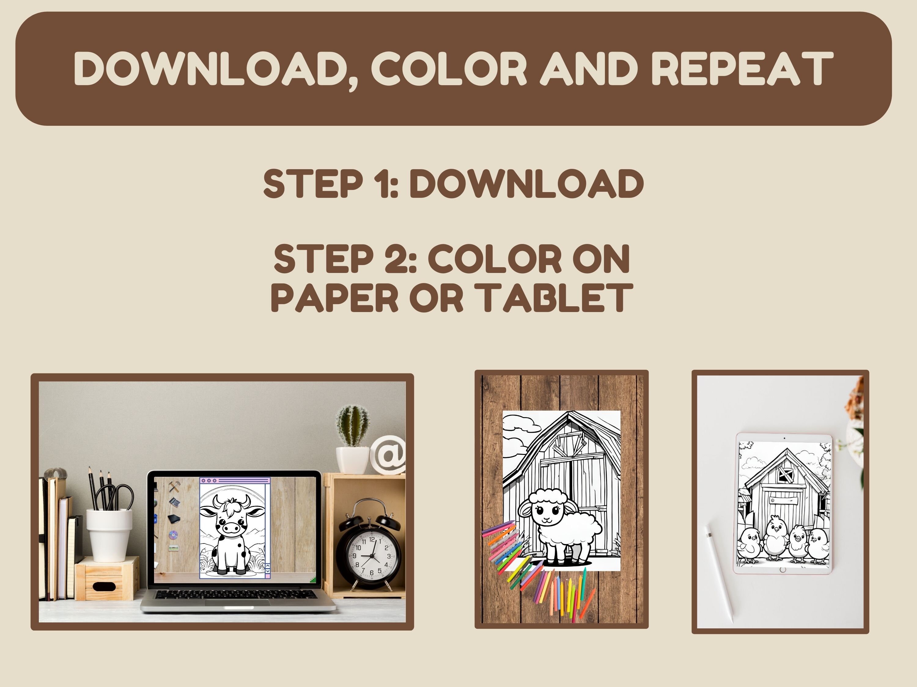 Farmyard Frolics: Printable Coloring Pages | Cute Animals | Relaxing ...