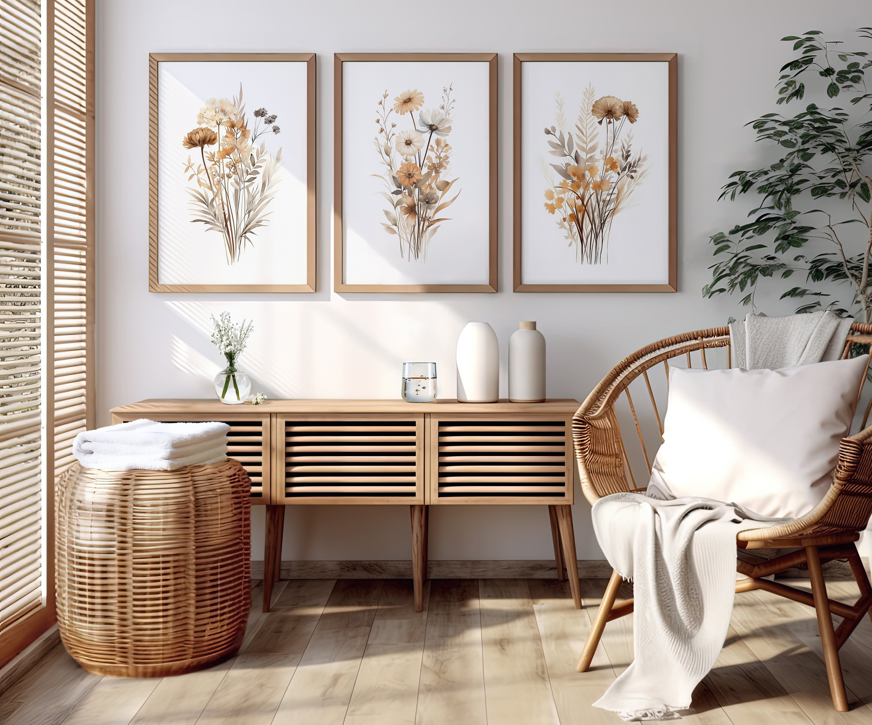 Wildflowers Wall Art Set of 6 Flower Prints Watercolor Botanical Wall ...