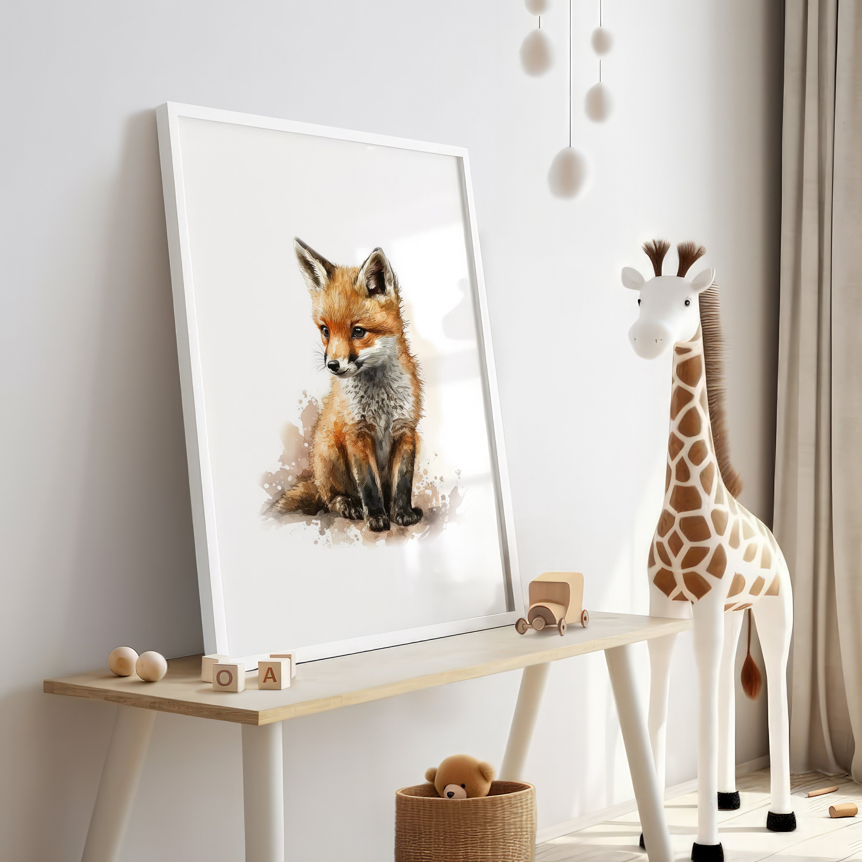 Cute Baby Fox Woodland Nursery Art Print for Children Watercolor Fox ...