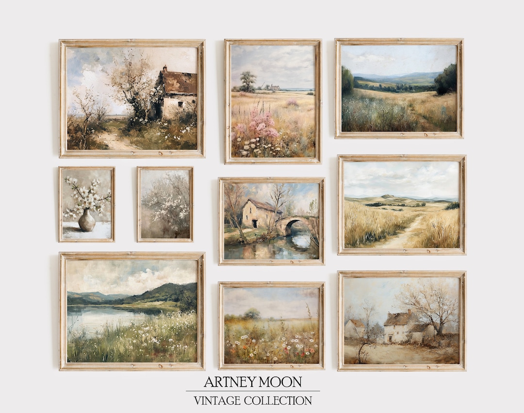 Vintage Gallery Wall Art Set of 10 Rustic French Country Art Prints ...