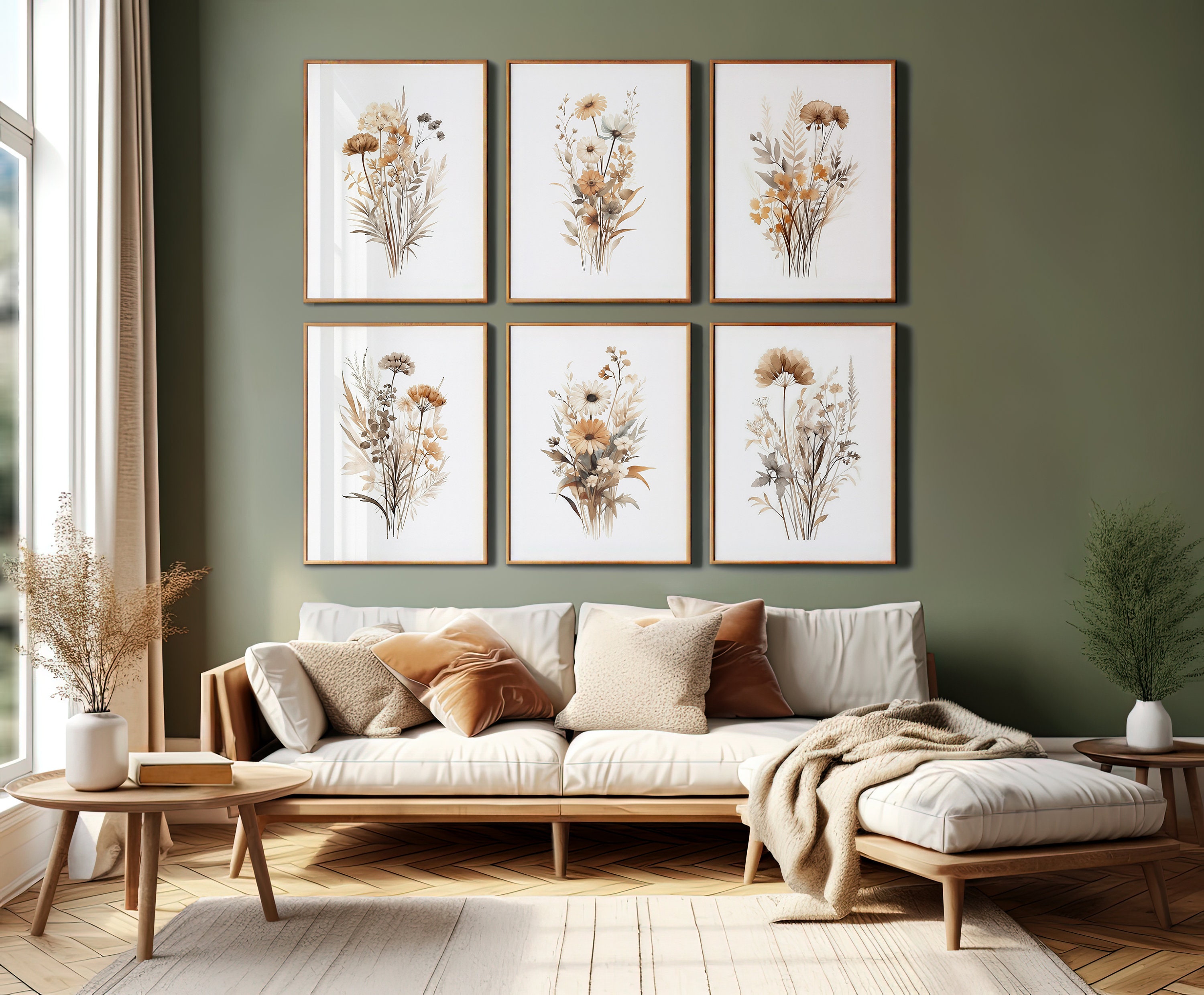 Wildflowers Wall Art Set of 6 Flower Prints Watercolor Botanical Wall ...