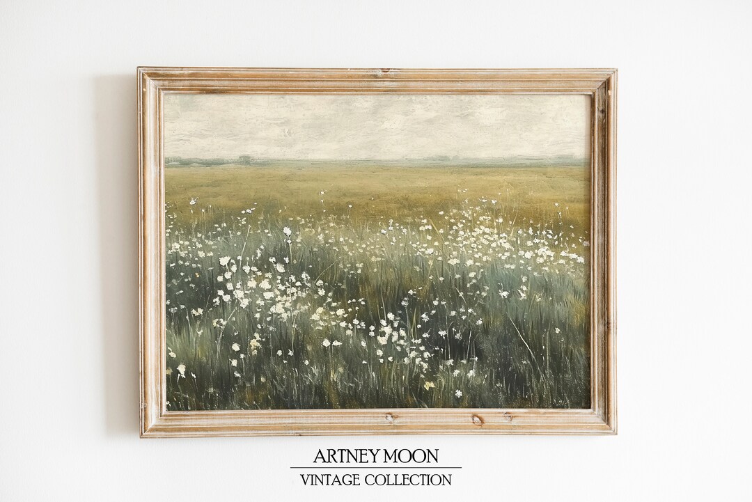 Rustic Wildflowers Meadow Art Print Vintage Spring Cottagecore Wall Art ...