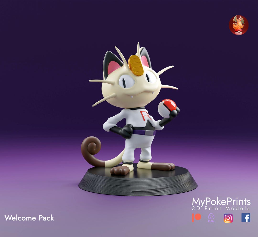 Team Rocket Meowth | Detailed 3D Print | Perfect for Display or ...