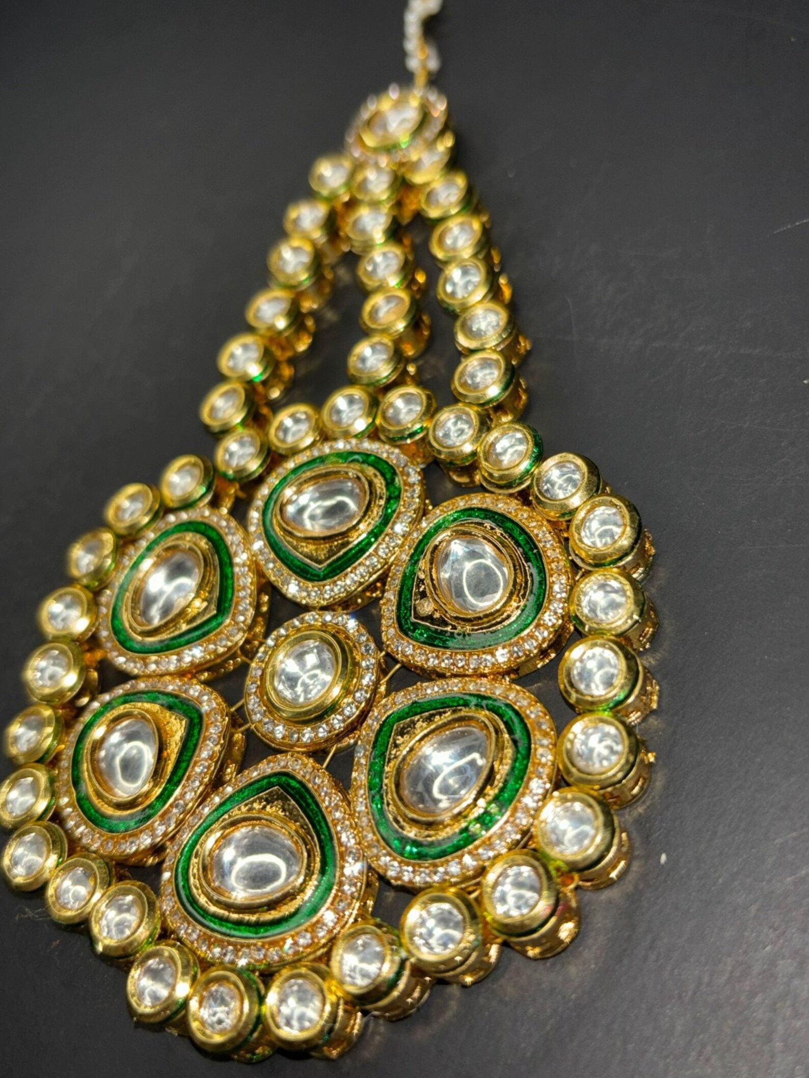 Enchanted Emerald Elegance - Premium Dabi Kundan Pasa With Handcrafted ...