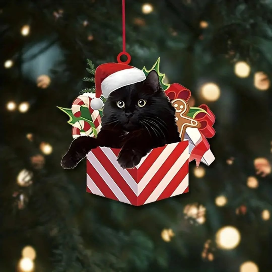 Charming Acrylic Cat: A Unique 2D Double Sided Printing Christmas Tree ...