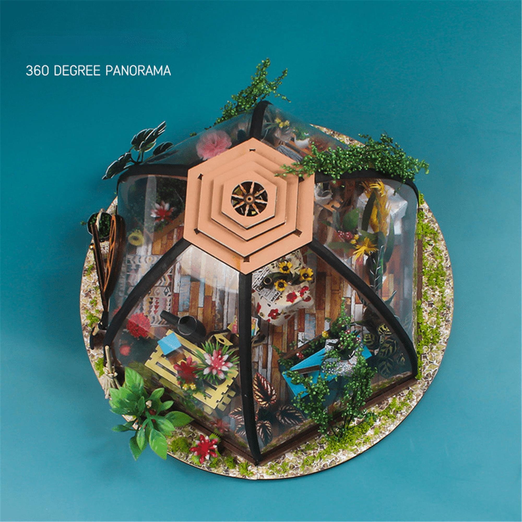 DIY Miniature Dollhouse Kit, Wooden DIY Craft House Kits Green, 3D ...