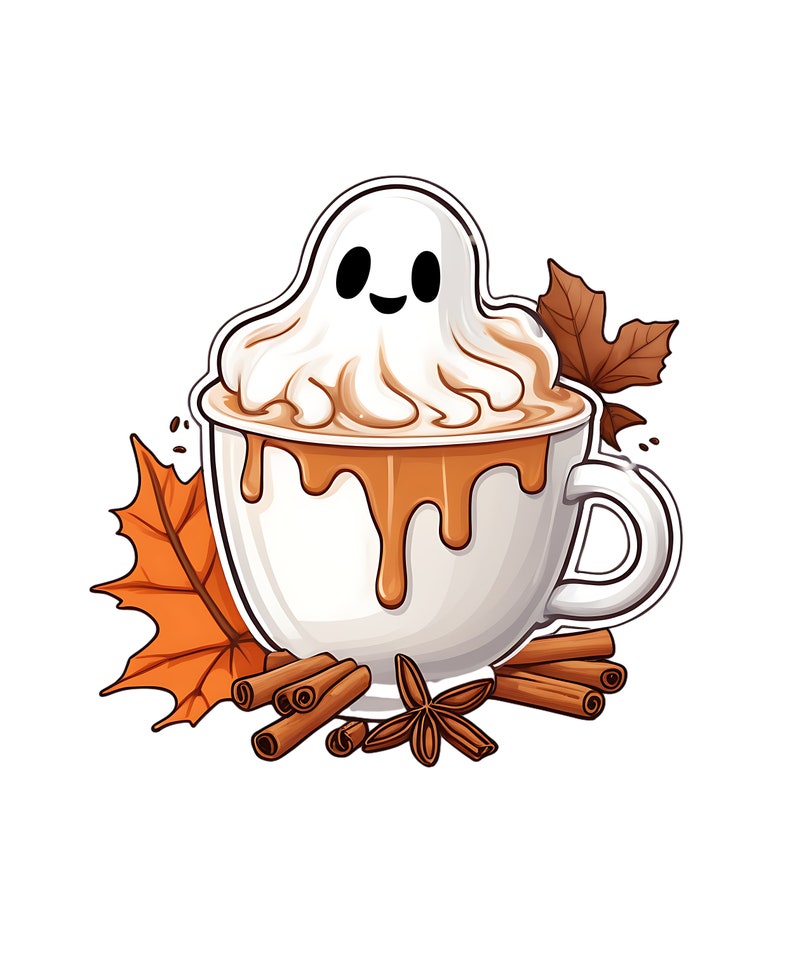 Pumpkin Spice Clipart, Halloween Ghost, Halloween Coffee Drink, Pumpkin ...