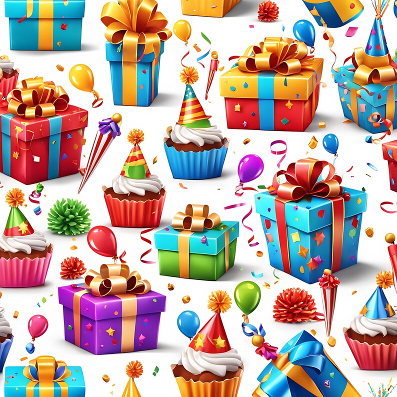 Party Balloon Digital Paper, Birthday Digital Paper, Colorful Balloons ...