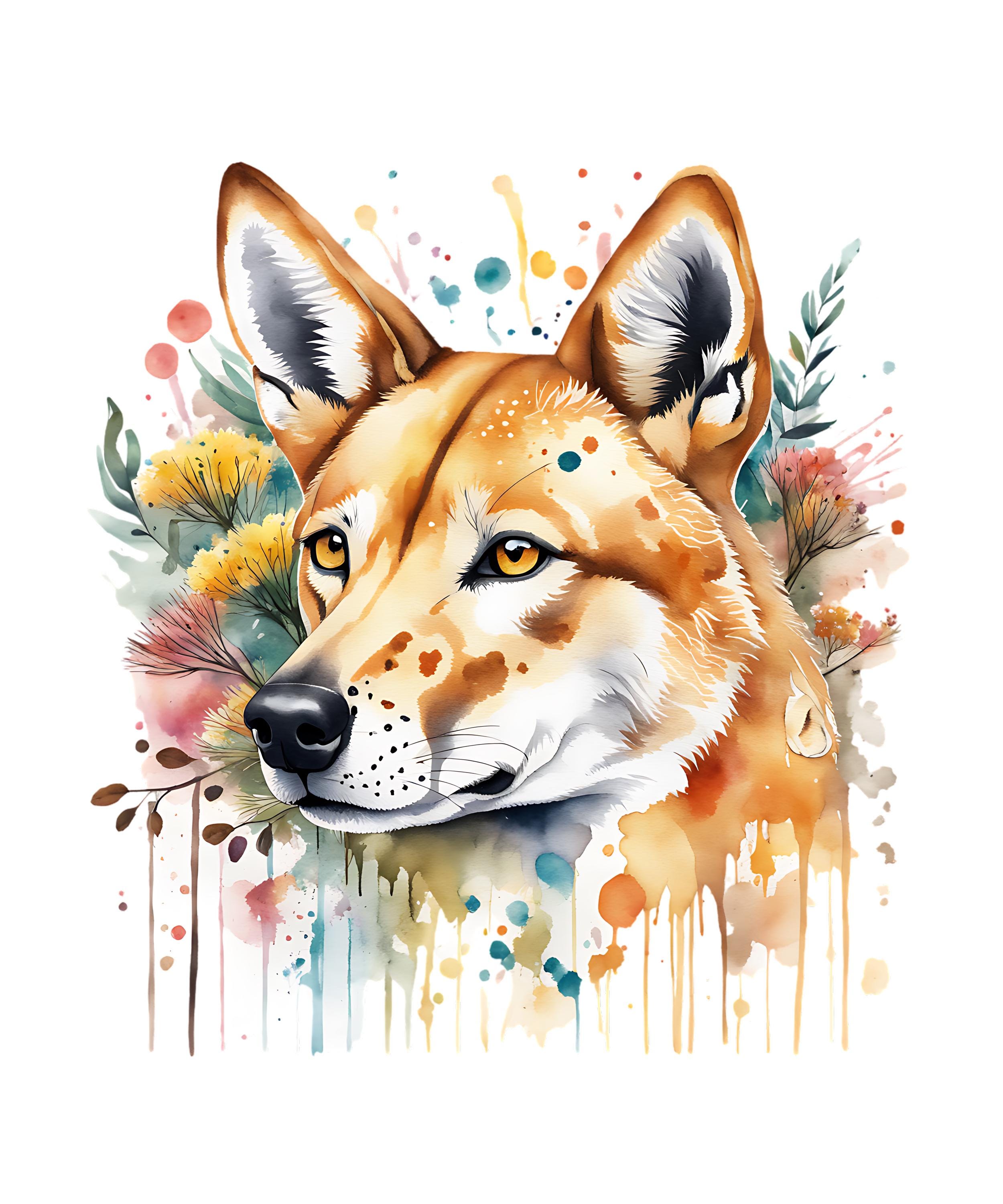 Watercolor Dog Clipart, Dingo Clipart, Wild Dog Clipart, Dingo PNG ...