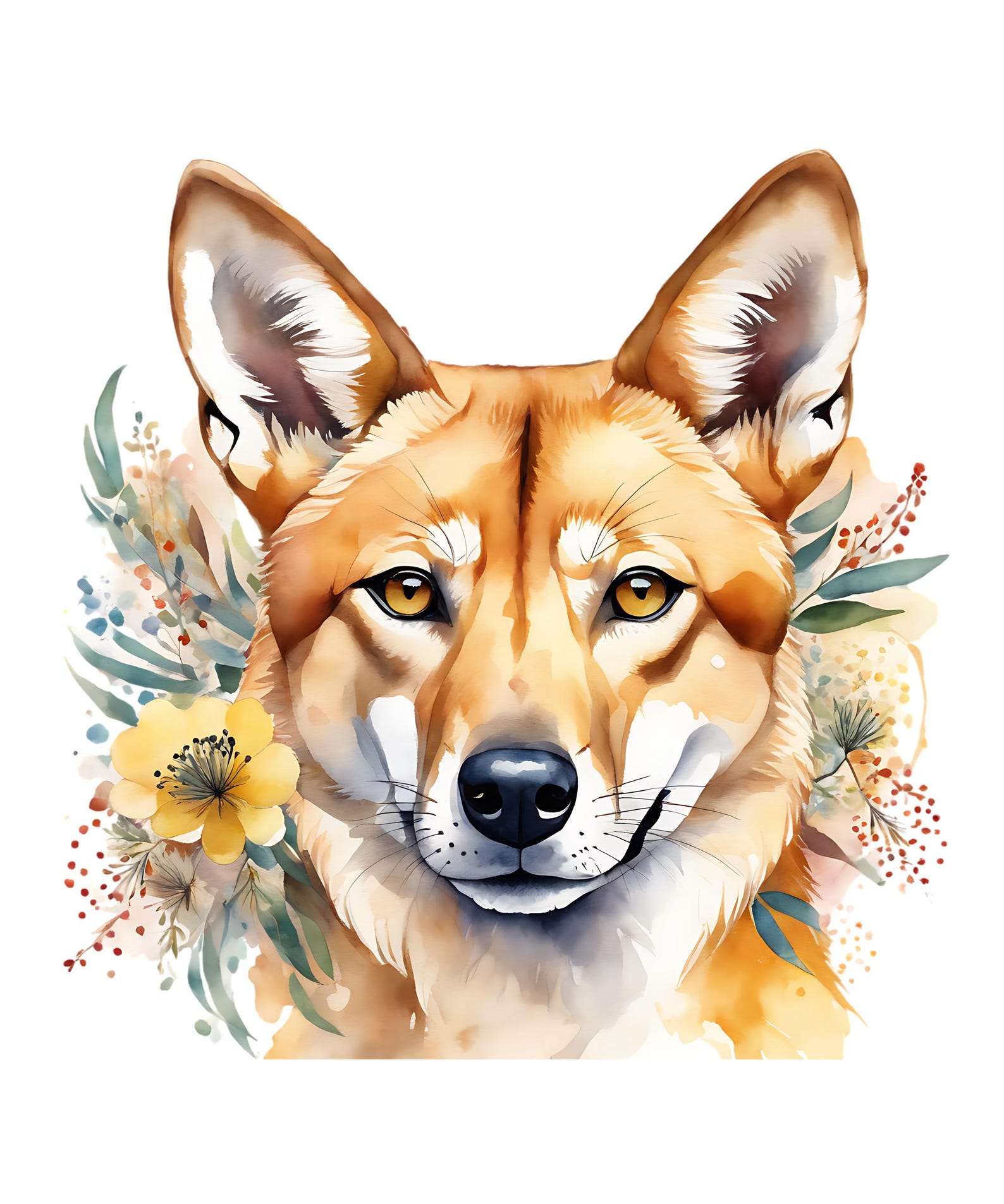 Watercolor Dog Clipart, Dingo Clipart, Wild Dog Clipart, Dingo PNG ...
