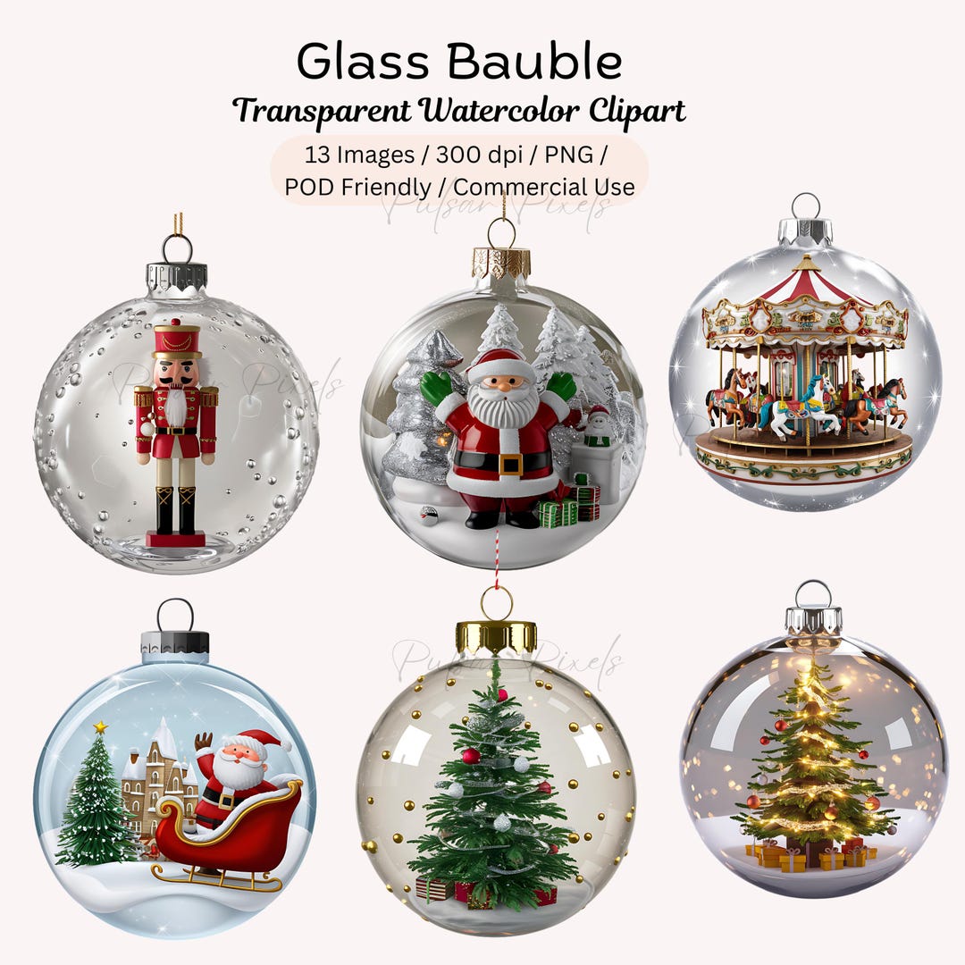Christmas Glass Bauble Clipart, Winter Ornament, Christmas Scenes ...