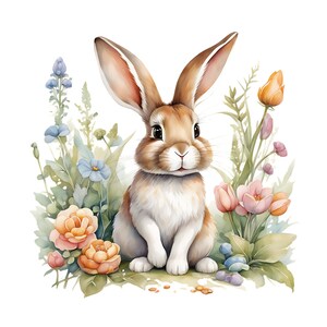 Cute Watercolor Rabbits - Digital Download - Bunny Digital Paper Craft ...