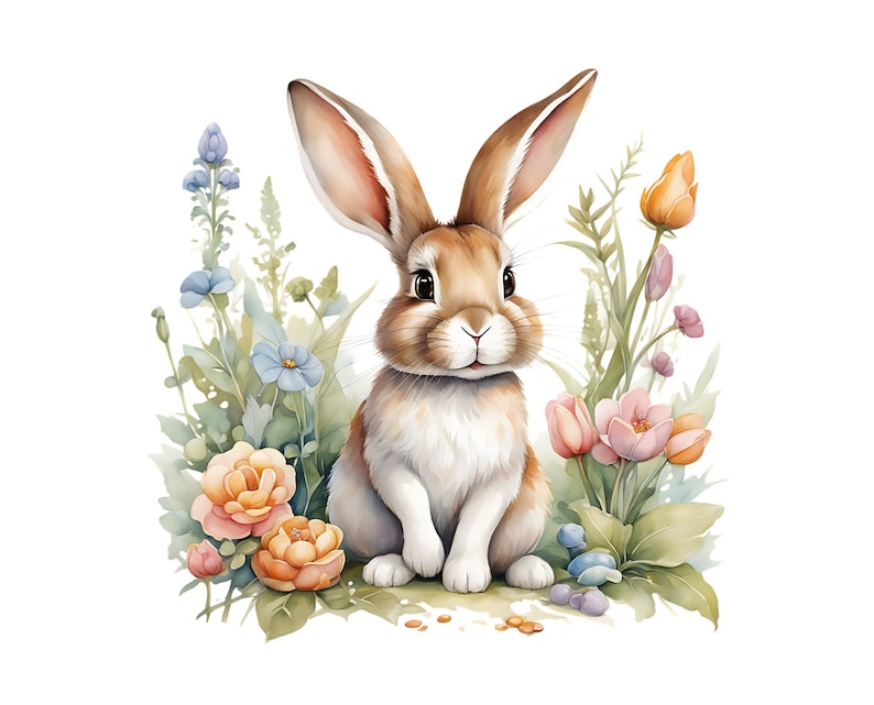 Cute Watercolor Rabbits - Digital Download - Bunny Digital Paper Craft ...