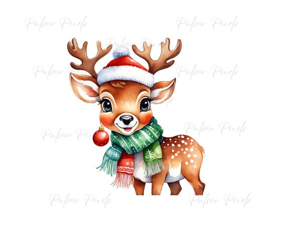 Christmas Reindeer Clipart 10 High-quality Pngs, Digital Paper Crafting ...