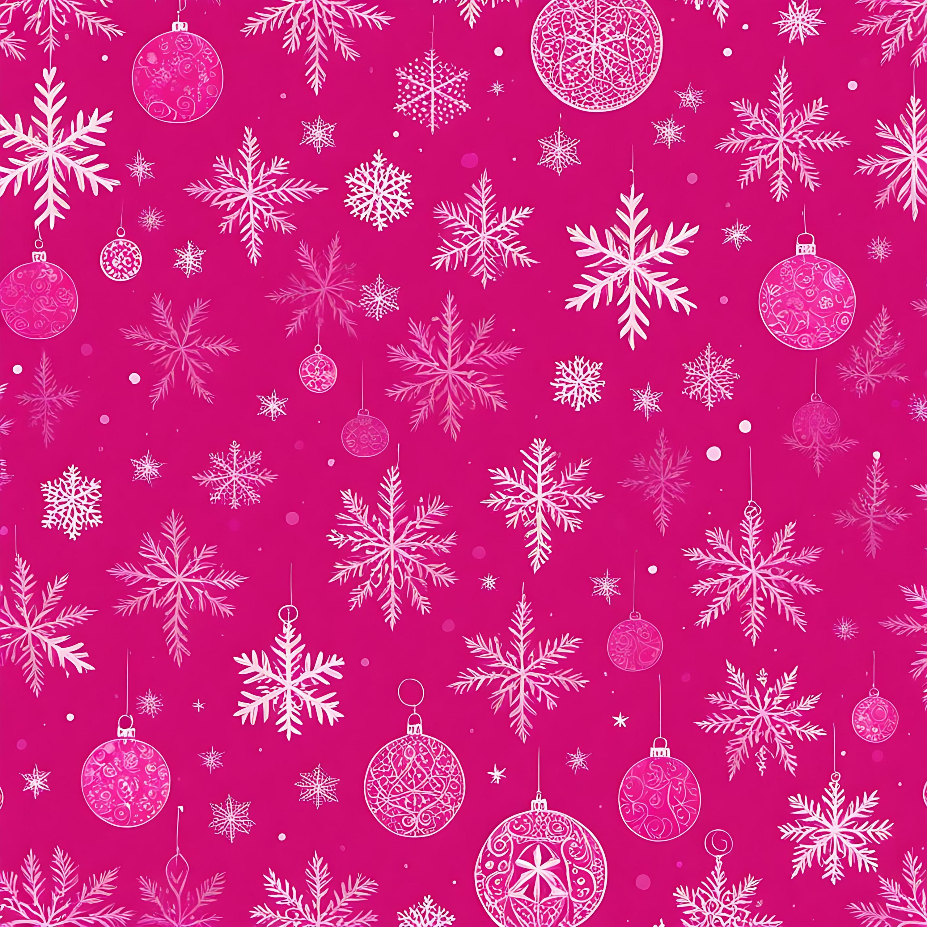 Christmas Digital Paper, Pink Christmas, Snowflake Pattern, Christmas ...