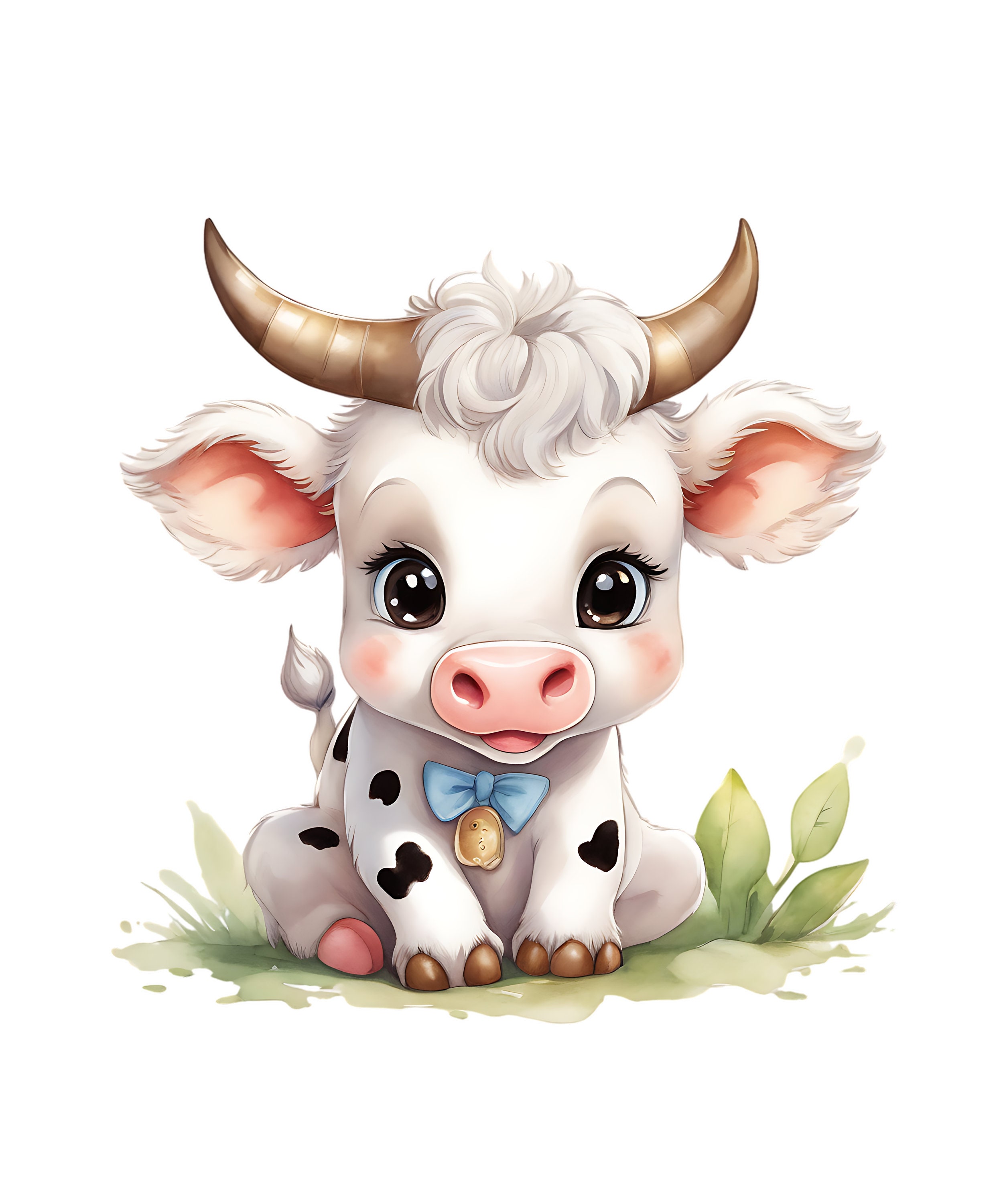 Cute Baby Cow Clipart, Watercolor Farm Animal, Cow Clip Art, Funny Cow ...