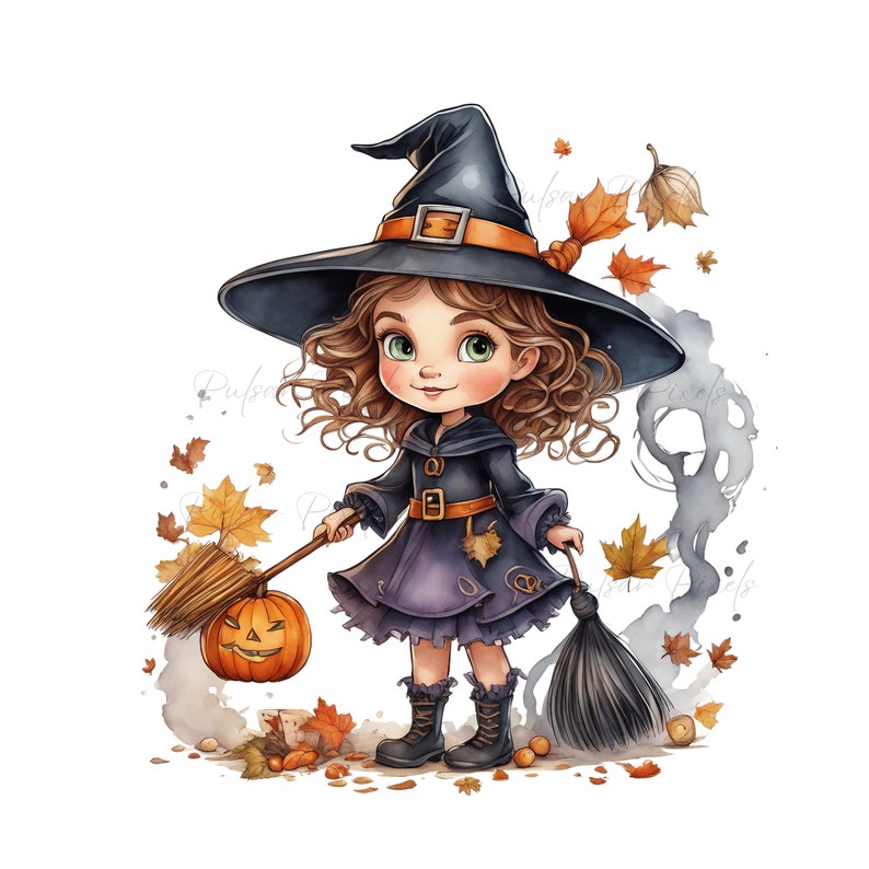 Halloween Witch Clipart 10 High Quality Pngs, Watercolor Witch, Jack O ...