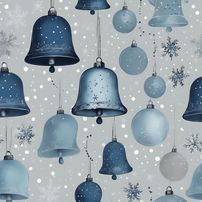 Christmas Digital Paper, Blue Christmas, Snowflake Wallpaper, Antique ...