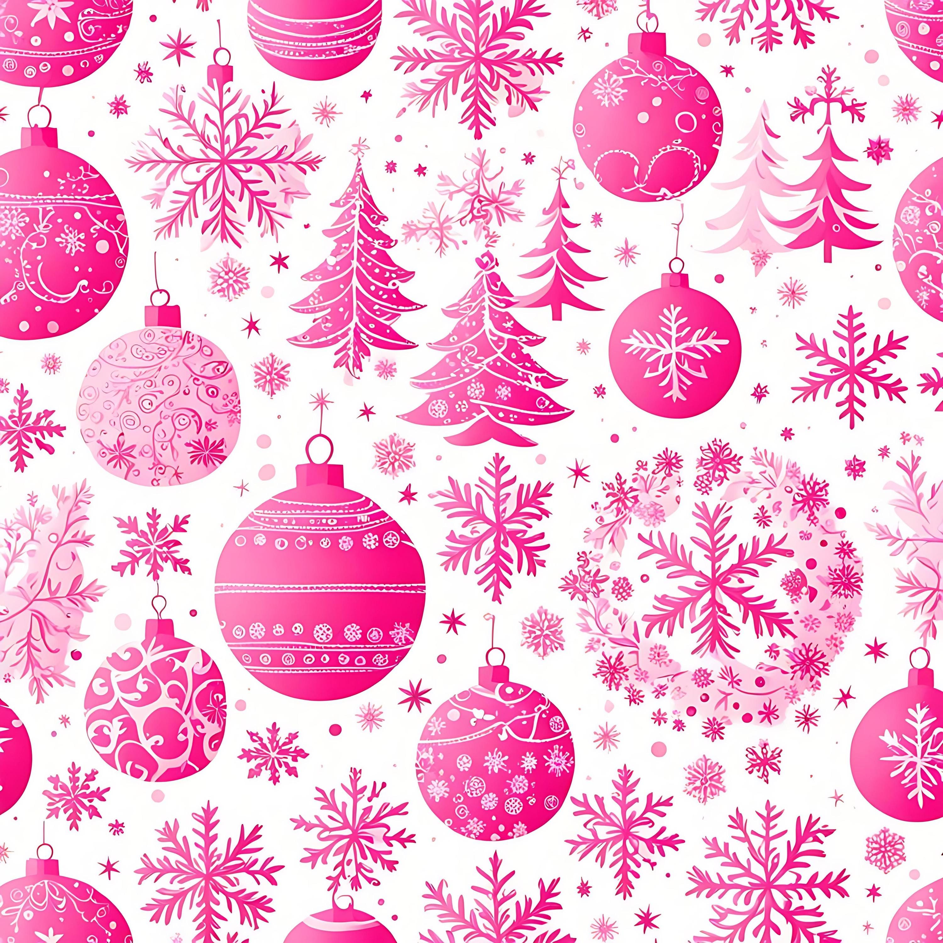 Christmas Digital Paper, Pink Christmas, Snowflake Pattern, Christmas ...