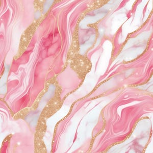Pink and Gold Marble Digital Paper, Seamless Marble Textures, Gold Foil ...