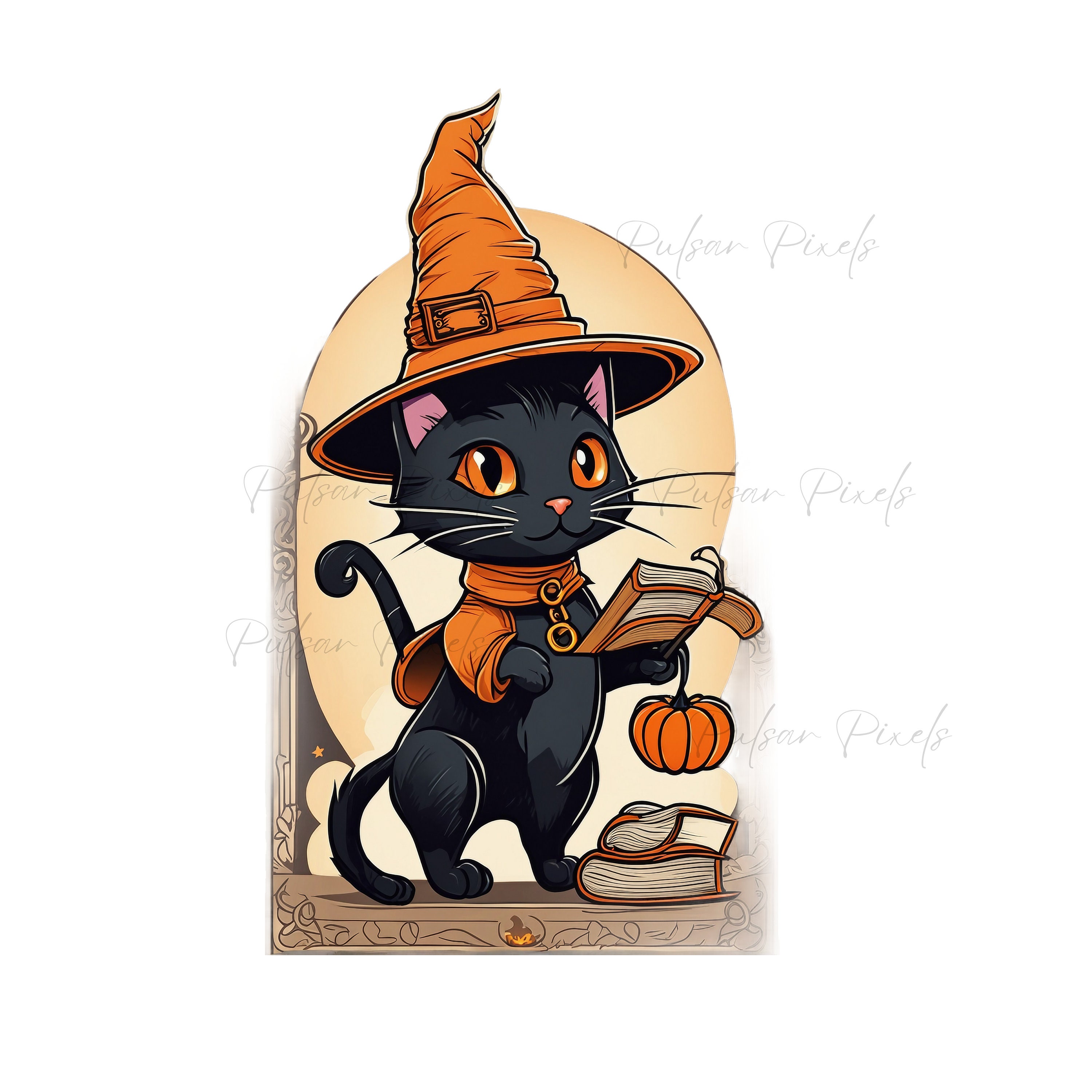 Halloween Cat Clipart Bundle 15 High Quality Pngs, Black Cat Clipart ...
