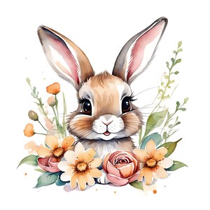 Cute Watercolor Bunnies - Digital Download - Bunny Digital Paper Craft ...