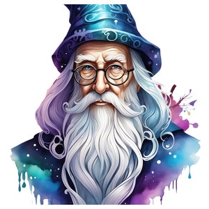 Watercolor Wizard Clipart - Spooky Clipart, Wizard Clipart, Watercolor ...